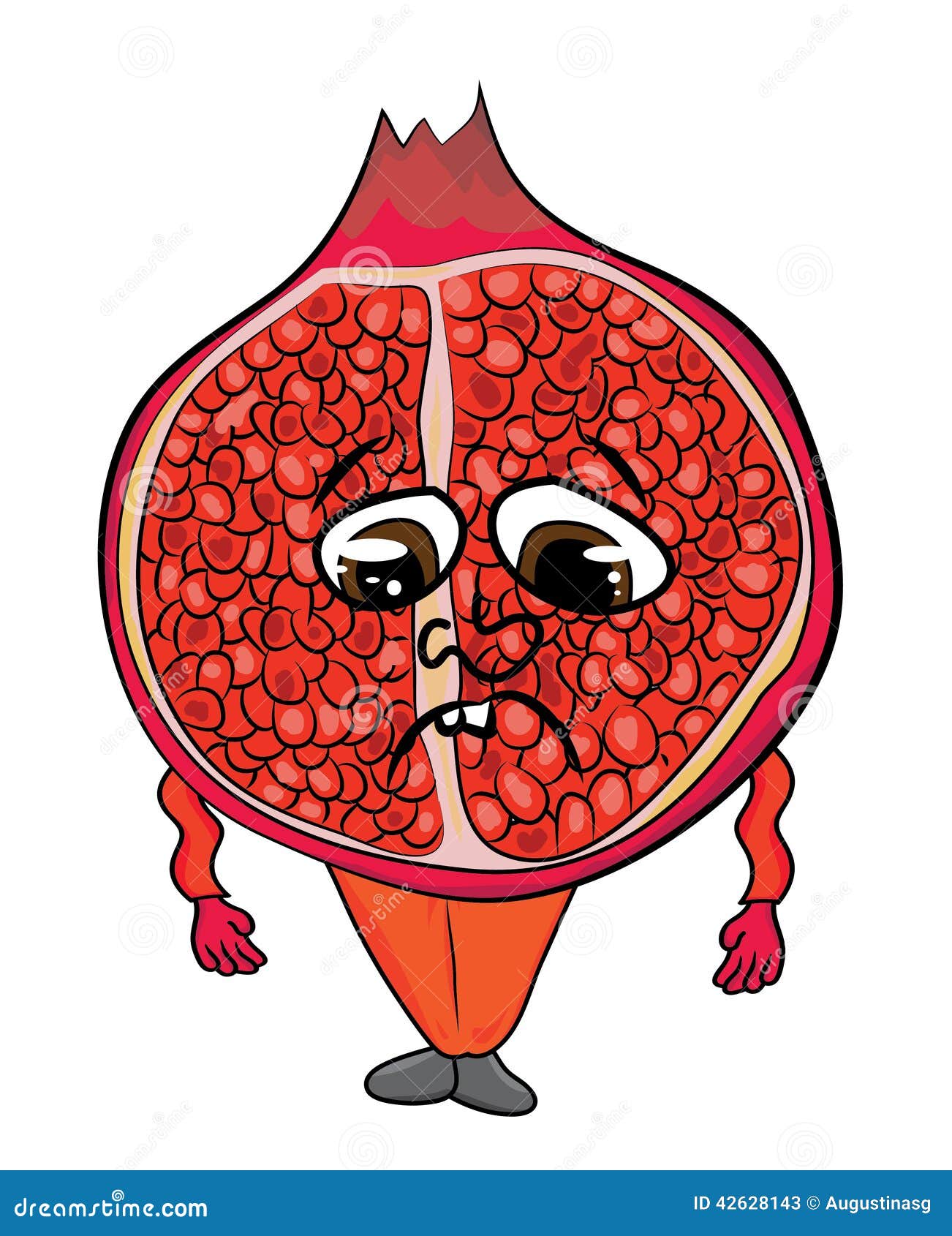 Pomegranate Fruit Cartoon Character Stock Illustration - Illustration ...