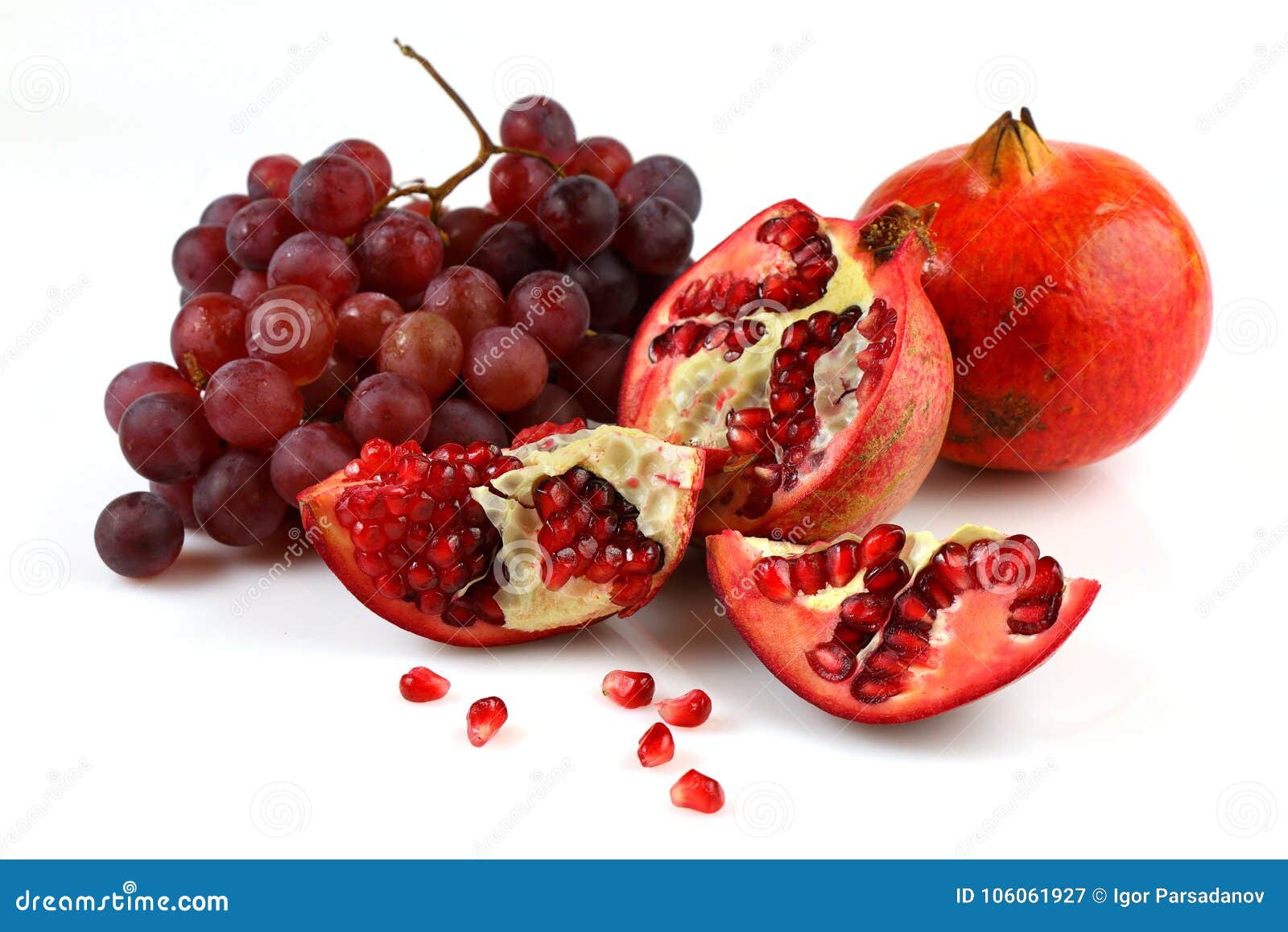 Pomegranate and grapes stock image. Image of fruit, tasty - 106061927
