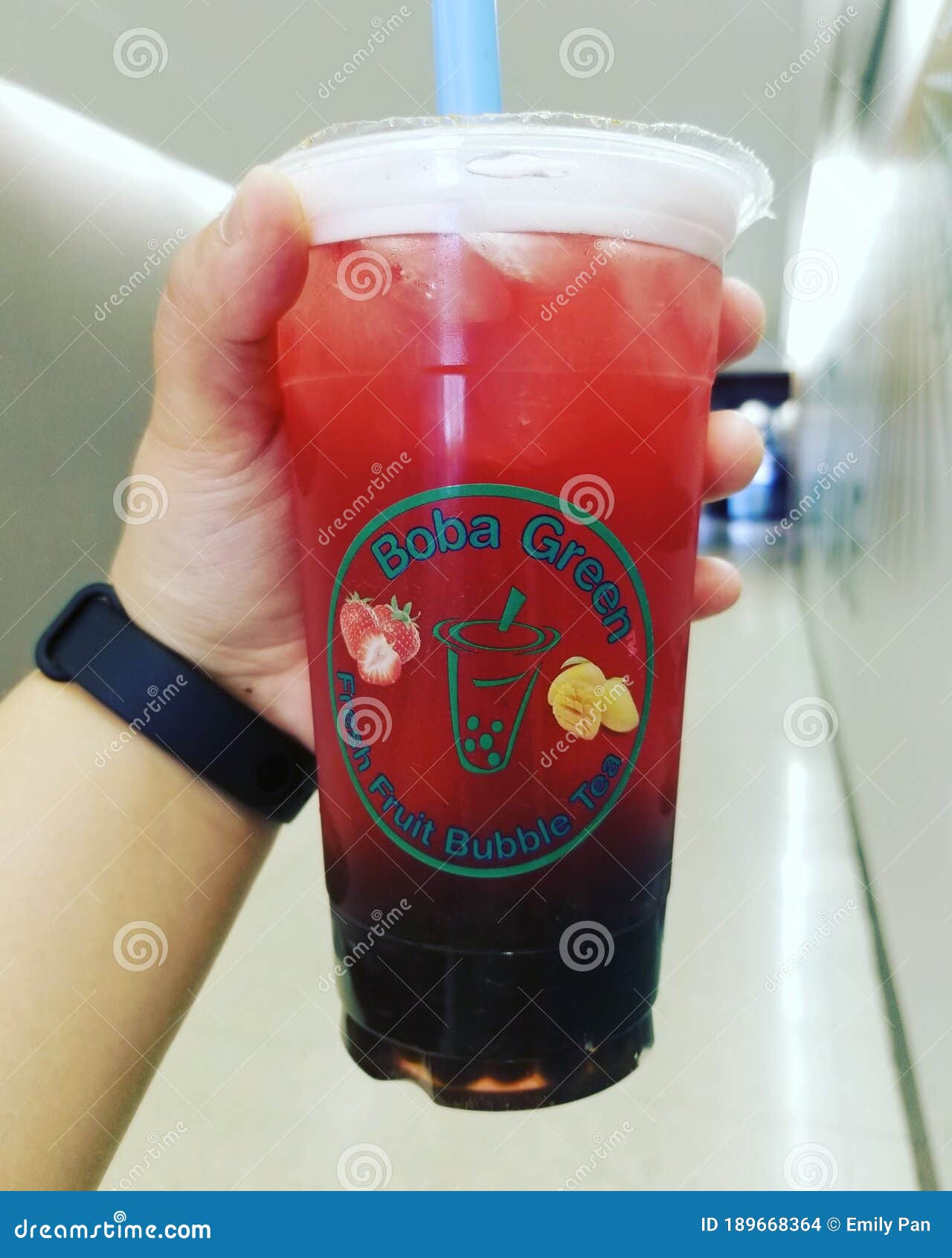 Pomegranate Green Tea with Tapioca Pearls Stock Photo - Image of drink ...