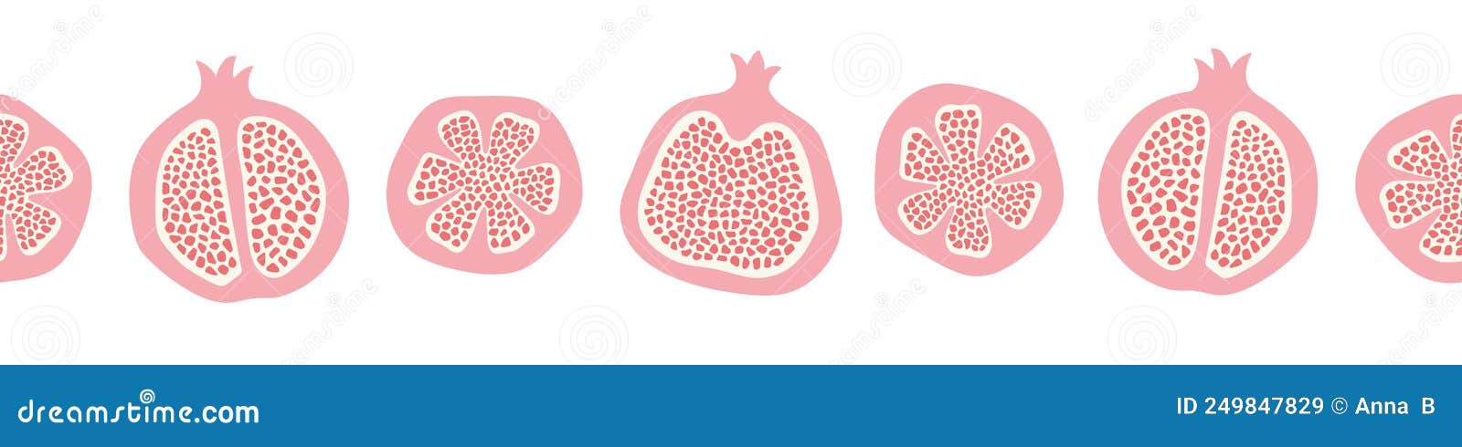 Pomegranate Pattern Border Background. Seamless Repeat Banner Fo ...