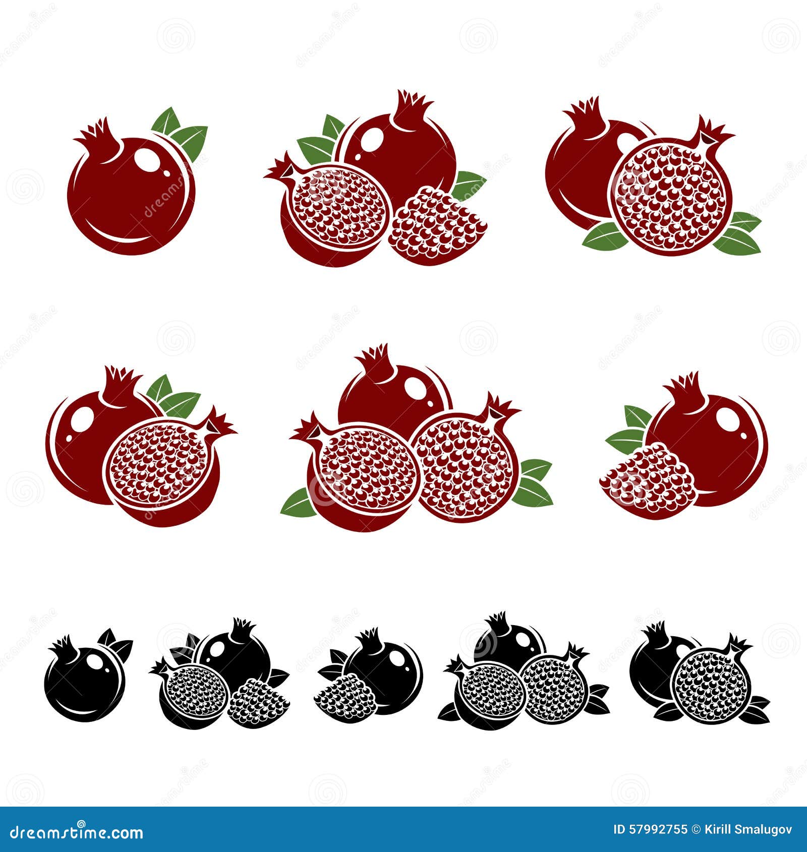 Pomegranate set. Vector stock vector. Illustration of freshness - 57992755