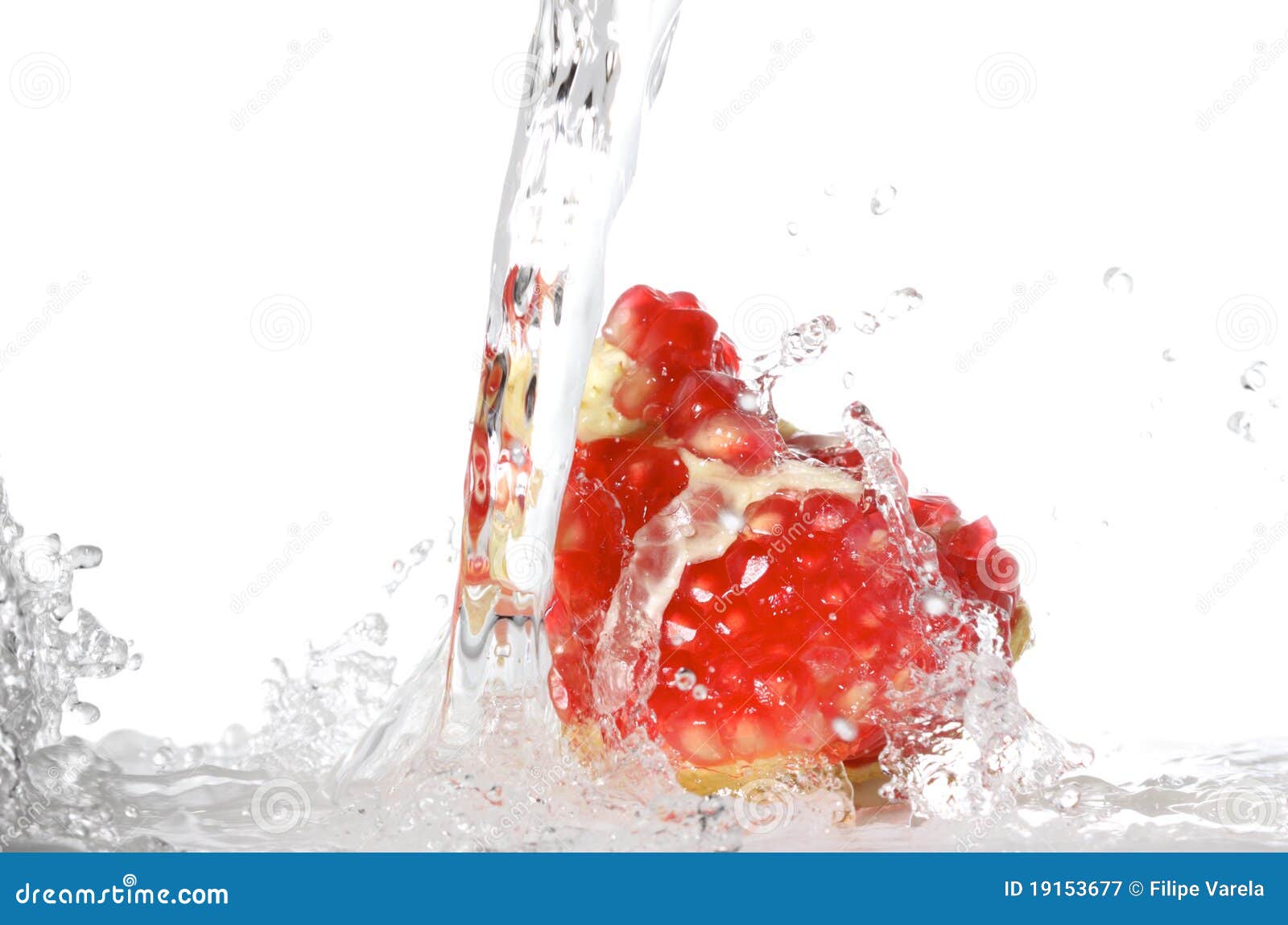 Pomegranate Splash in Water-isolated on White Stock Image - Image of ...
