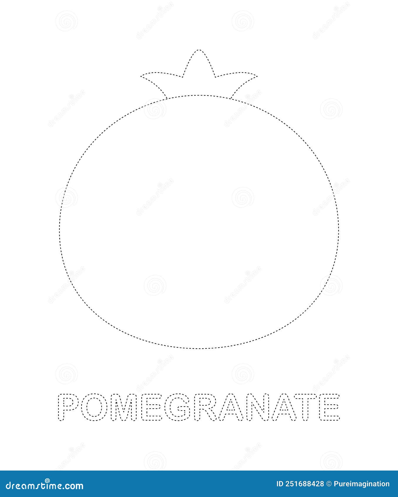 Pomegranate Tracing Worksheet for Kids Stock Vector - Illustration of ...