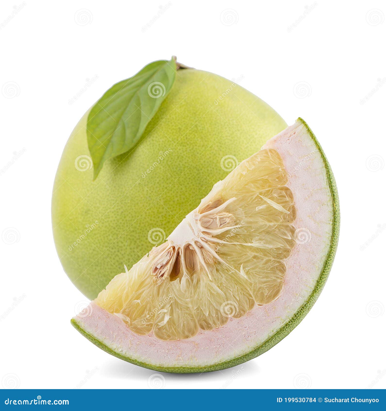 Pomelo Citrus Fruit with Leaves Isolated on White Background Stock ...