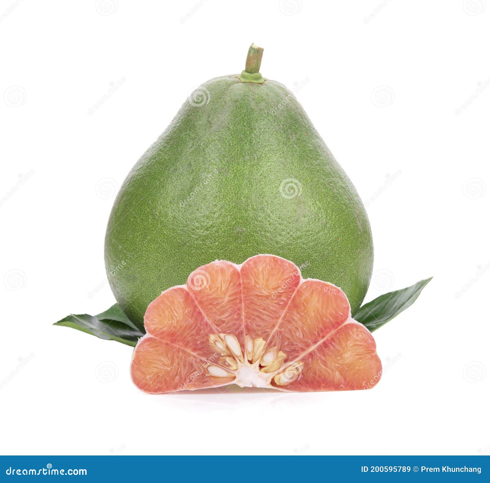 Pomelo Citrus Fruit with Leaves Isolated on White Background Stock ...