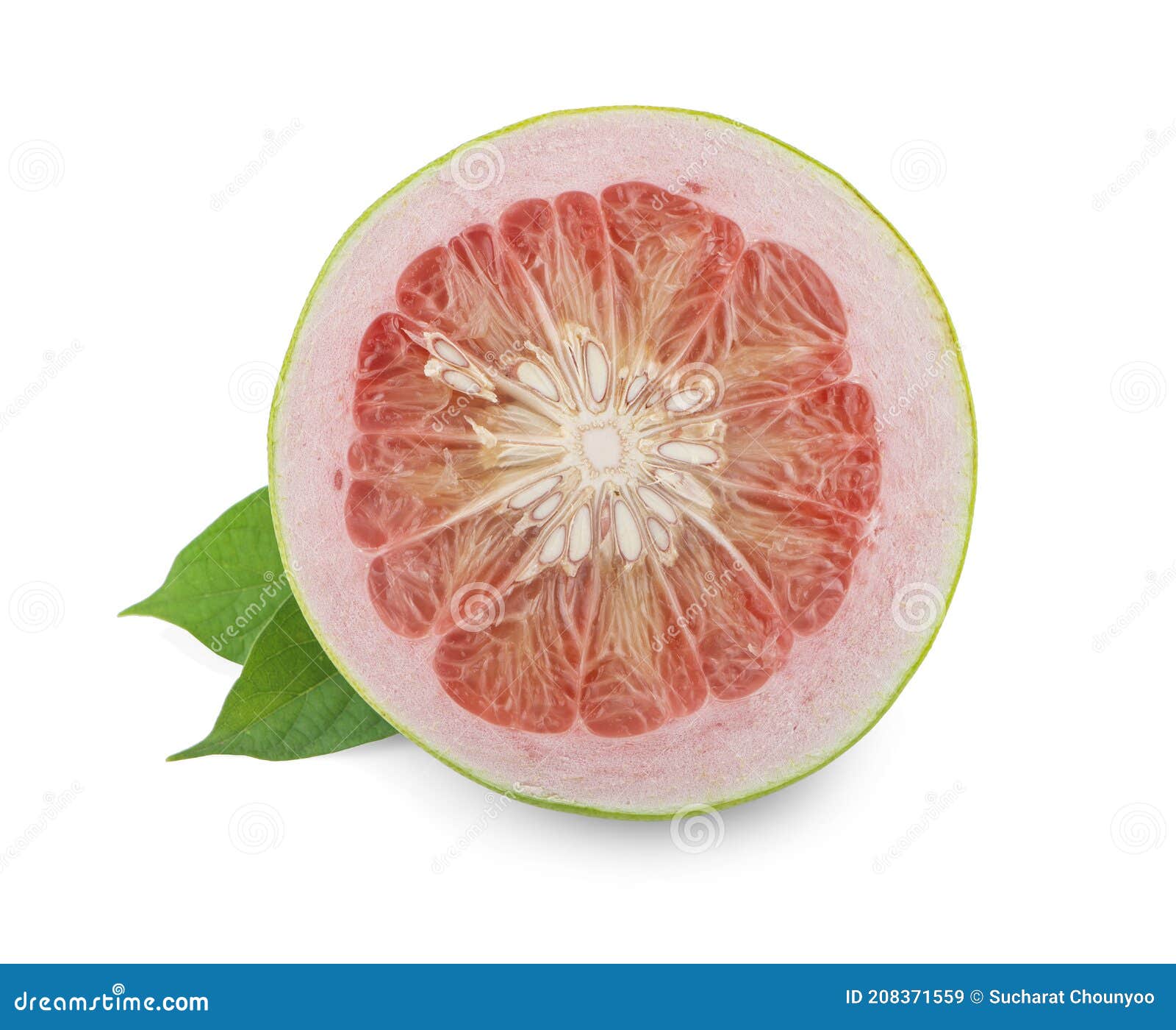 Pomelo Citrus Fruit with Leaves Isolated on White Background Stock ...