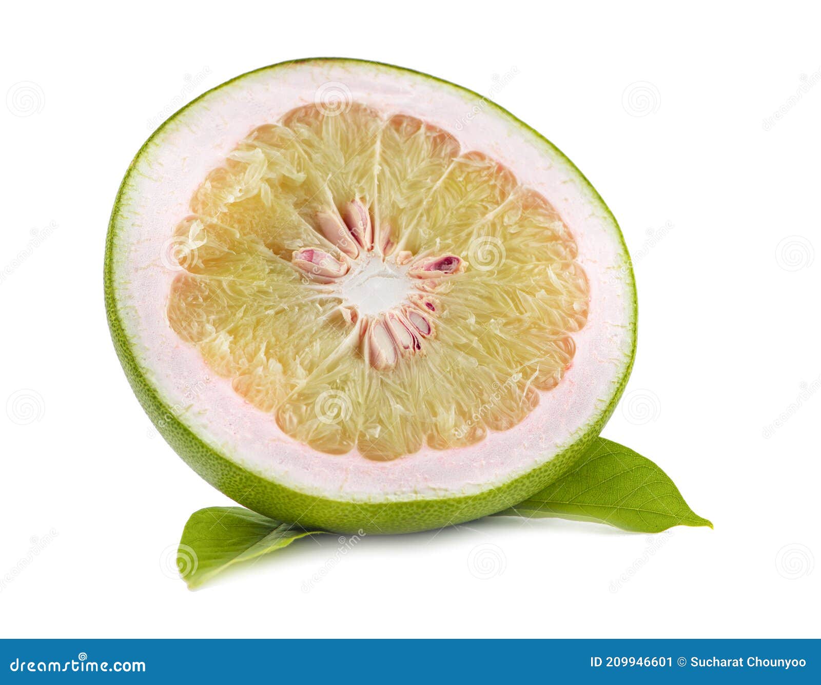 Pomelo Citrus Fruit with Leaves Isolated on White Background Stock ...