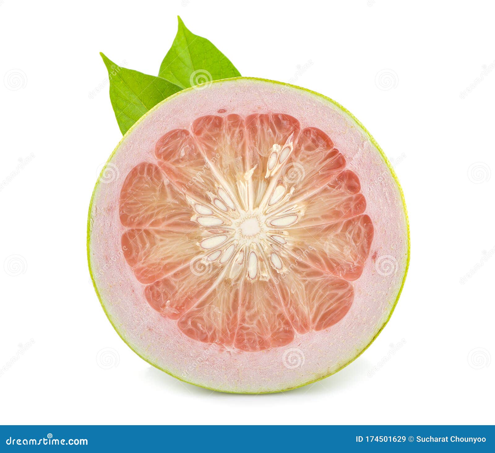 Pomelo Citrus Fruit with Leaves an Isolated on White Background ...