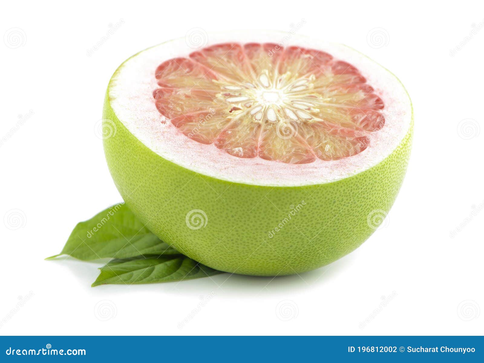 Pomelo Citrus Fruit with Leaves an Isolated on White Background ...