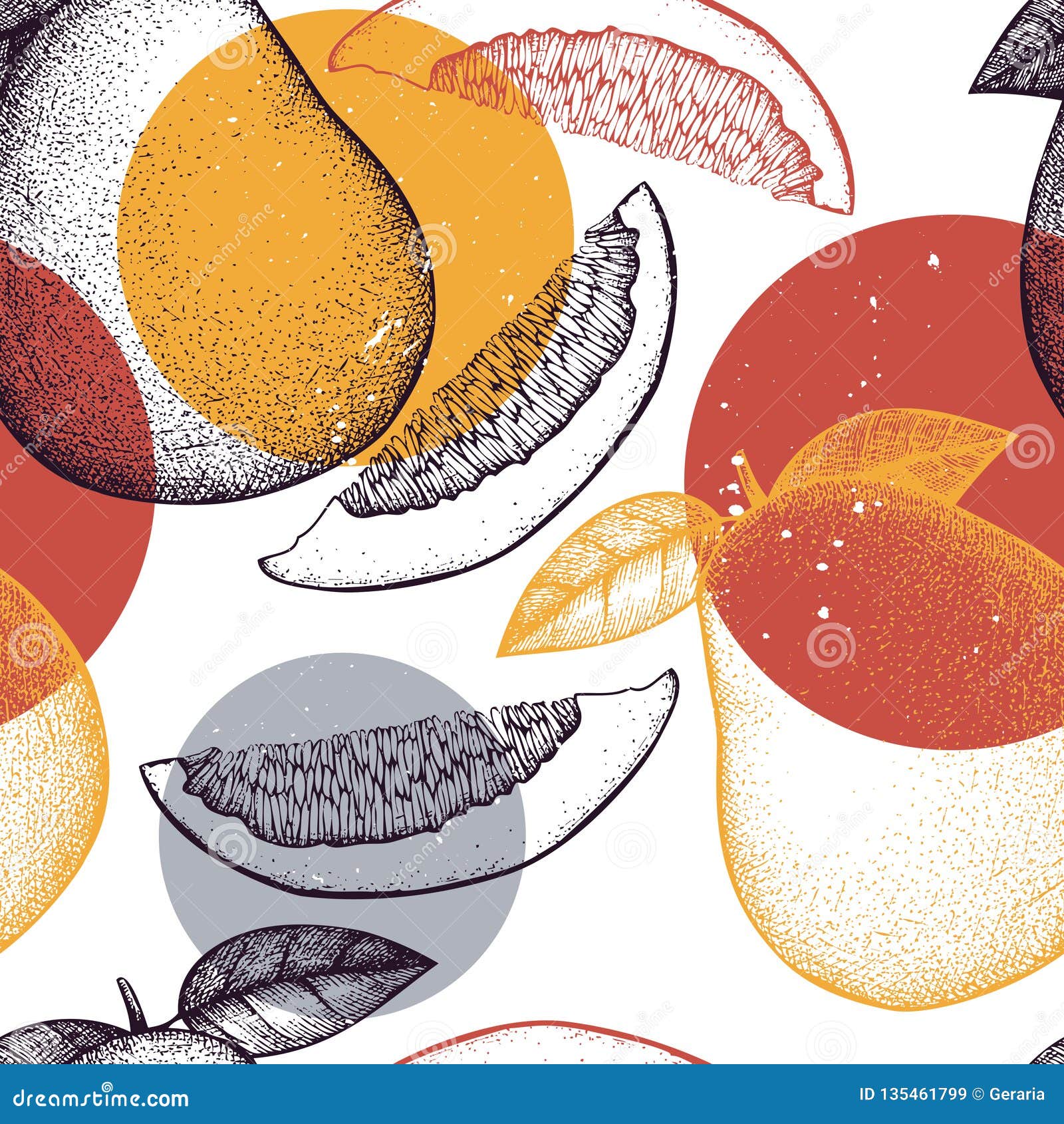 Seamless Pattern with Hand Drawn Pomelo Illustrations. Vector Citrus ...
