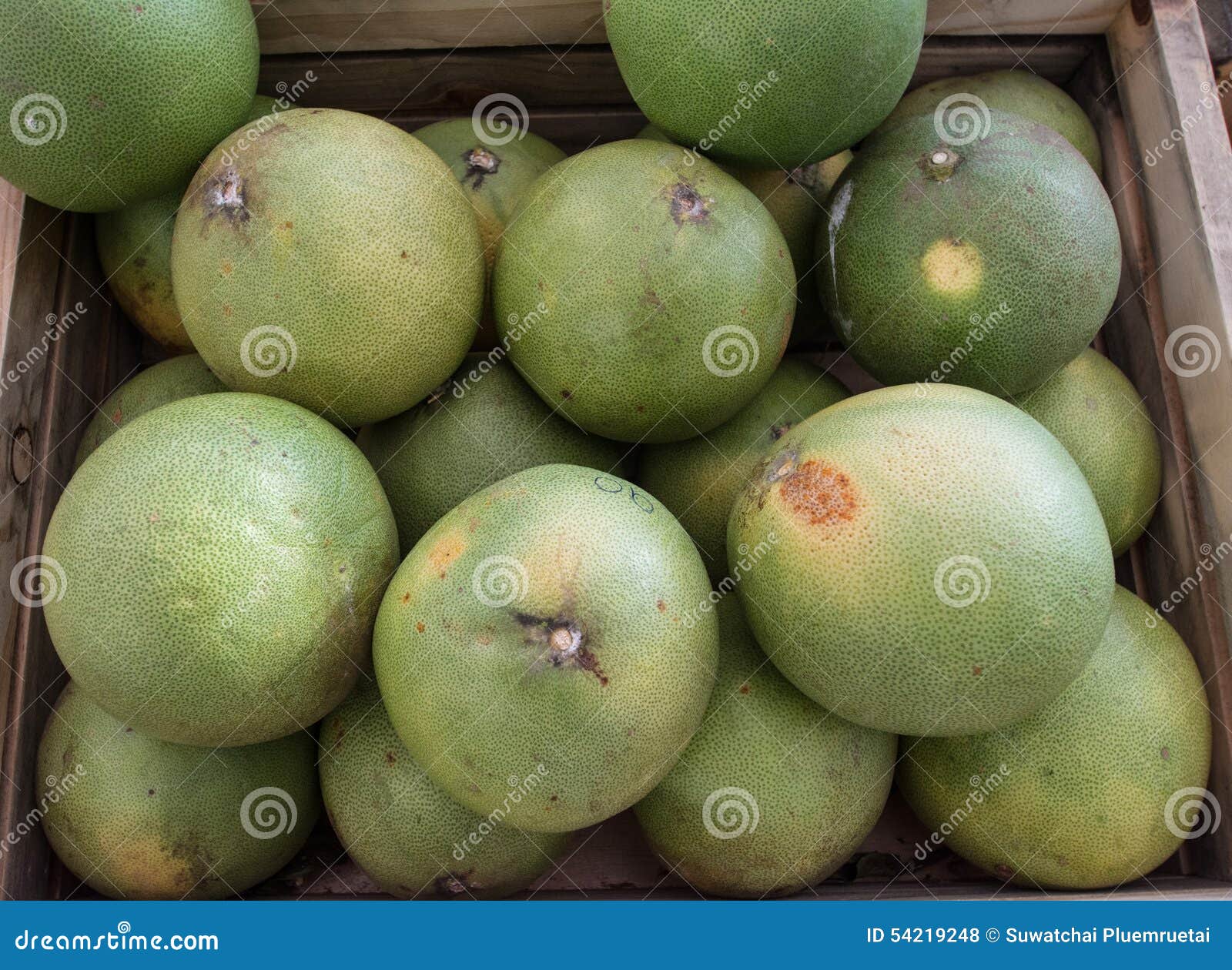 Pomelos in wood box stock photo. Image of fruit, fresh - 54219248