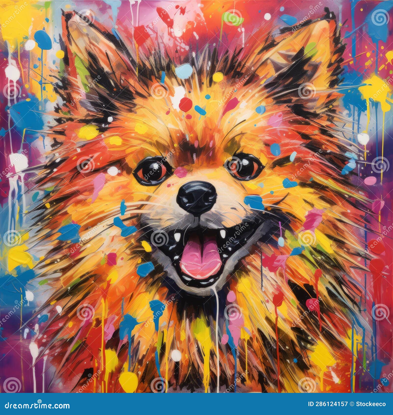 Neo-expressionist Pomeranian Art: Curious Dog with Twisted Characters ...