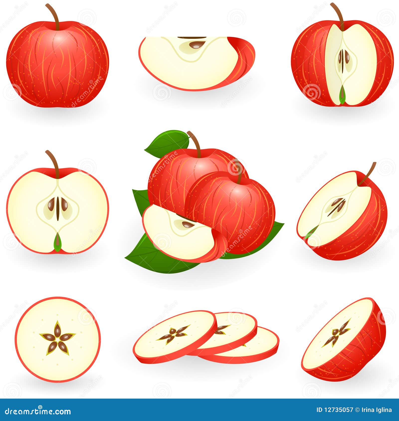 Pomme rouge illustration de vecteur. Illustration du nourriture - 12735057