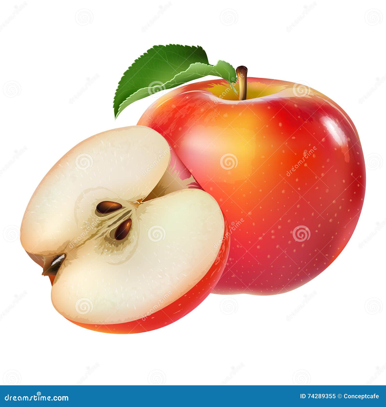 Pomme Rouge Sur Le Fond Blanc Illustration Stock - Illustration du ...