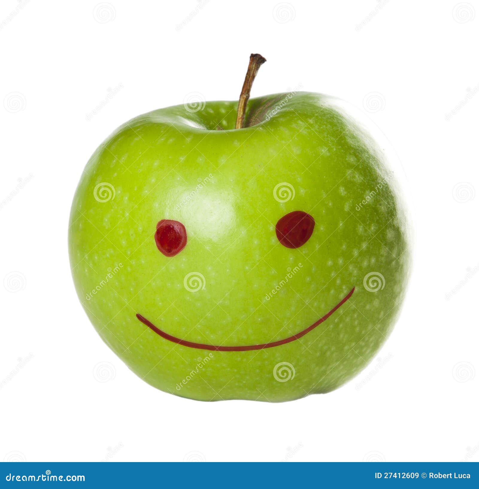 Pomme verte de sourire image stock. Image du santé, lumineux - 27412609