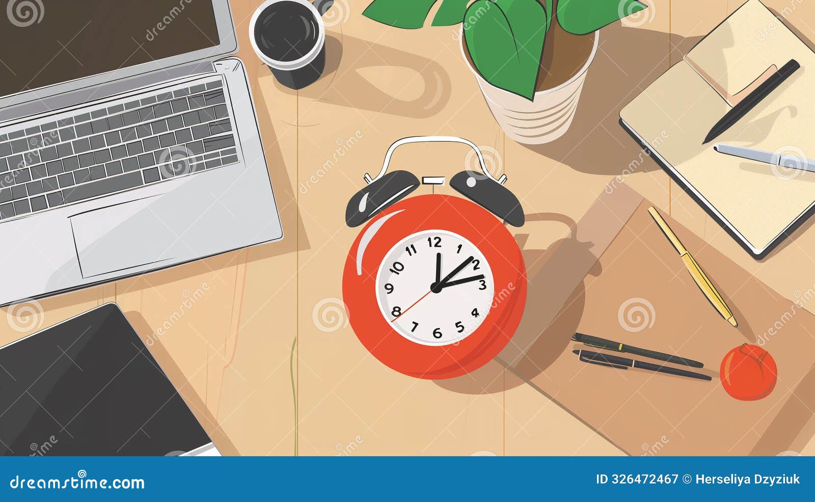 Pomodoro Method, Planning. Tomato Clock on the Office Desk with Laptop ...