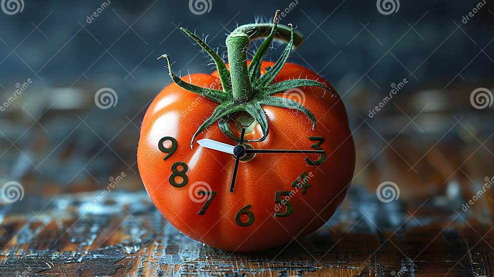 Pomodoro Method, Planning. Tomato Clock on Table. Copy Space Banner Stock Illustration ...
