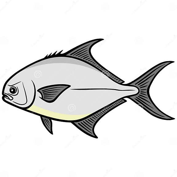 Pompano Fish stock vector. Illustration of cartoon, seafood - 55193401