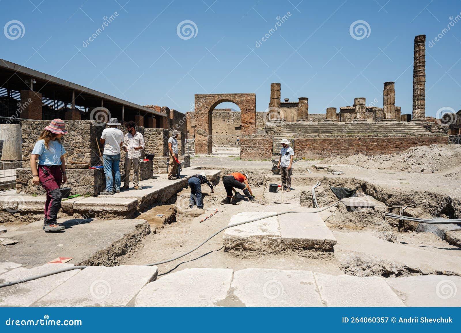 Pompei, Italy - July 20, 2022: Archaeologists at Work in Pompeii ...
