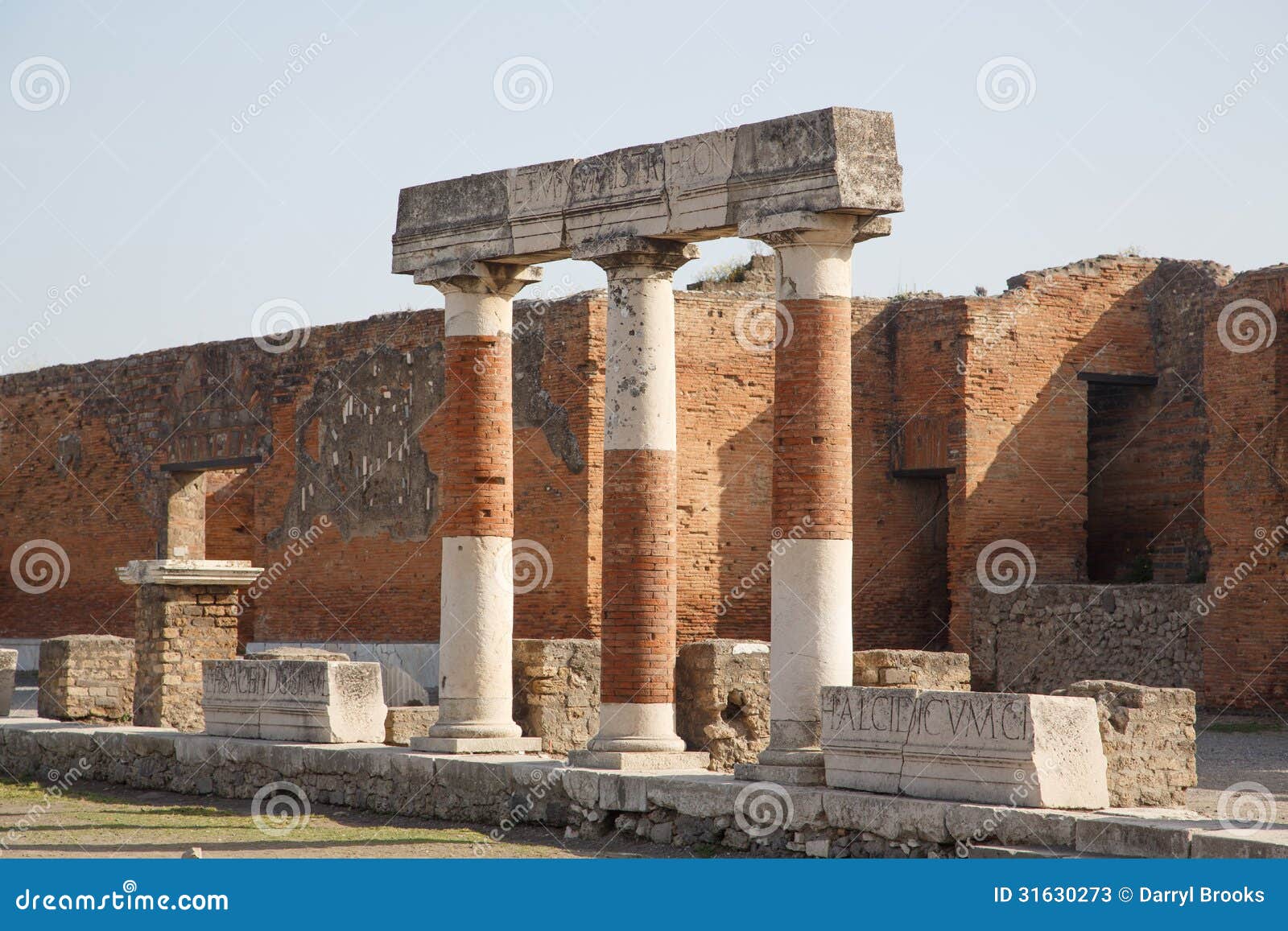 Pompeii Bricks and Columns stock image. Image of ruins - 31630273