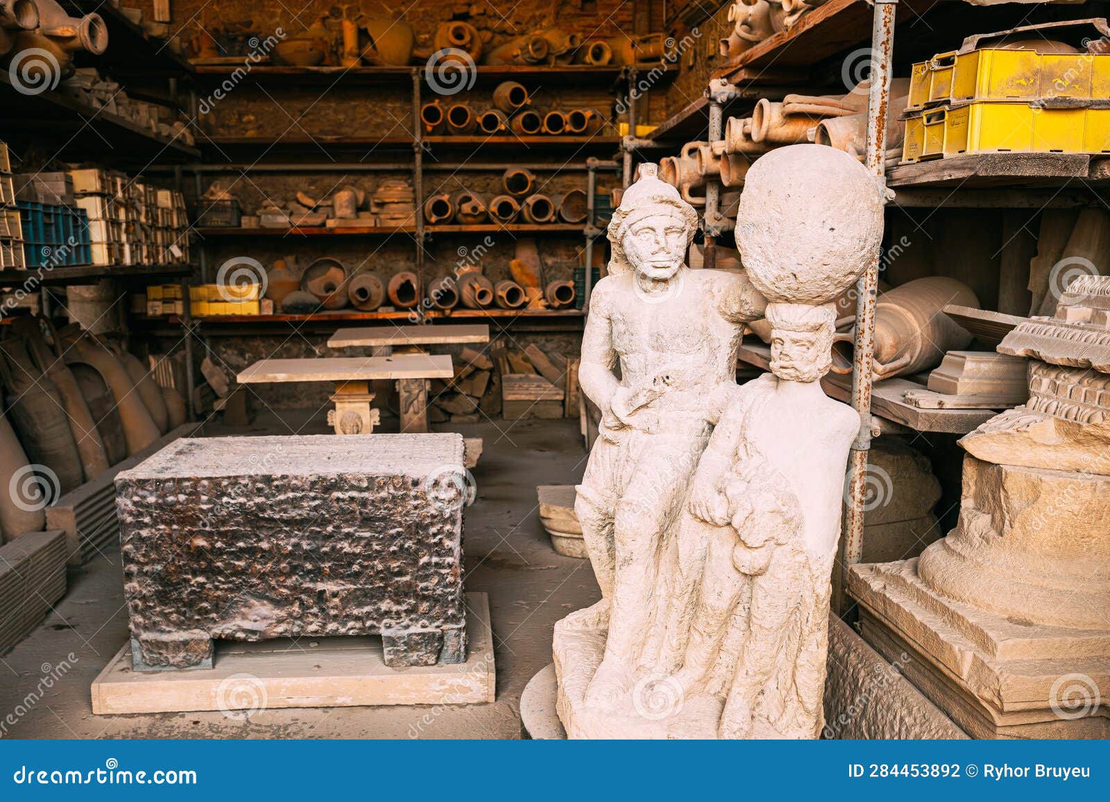 Pompeii, Italy. Artifacts in Granary of Pompeii Forum Stock Photo ...