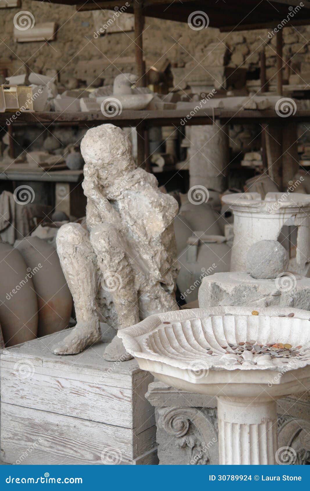 Pompeii Stone Boy stock photo. Image of history, artifacts - 30789924