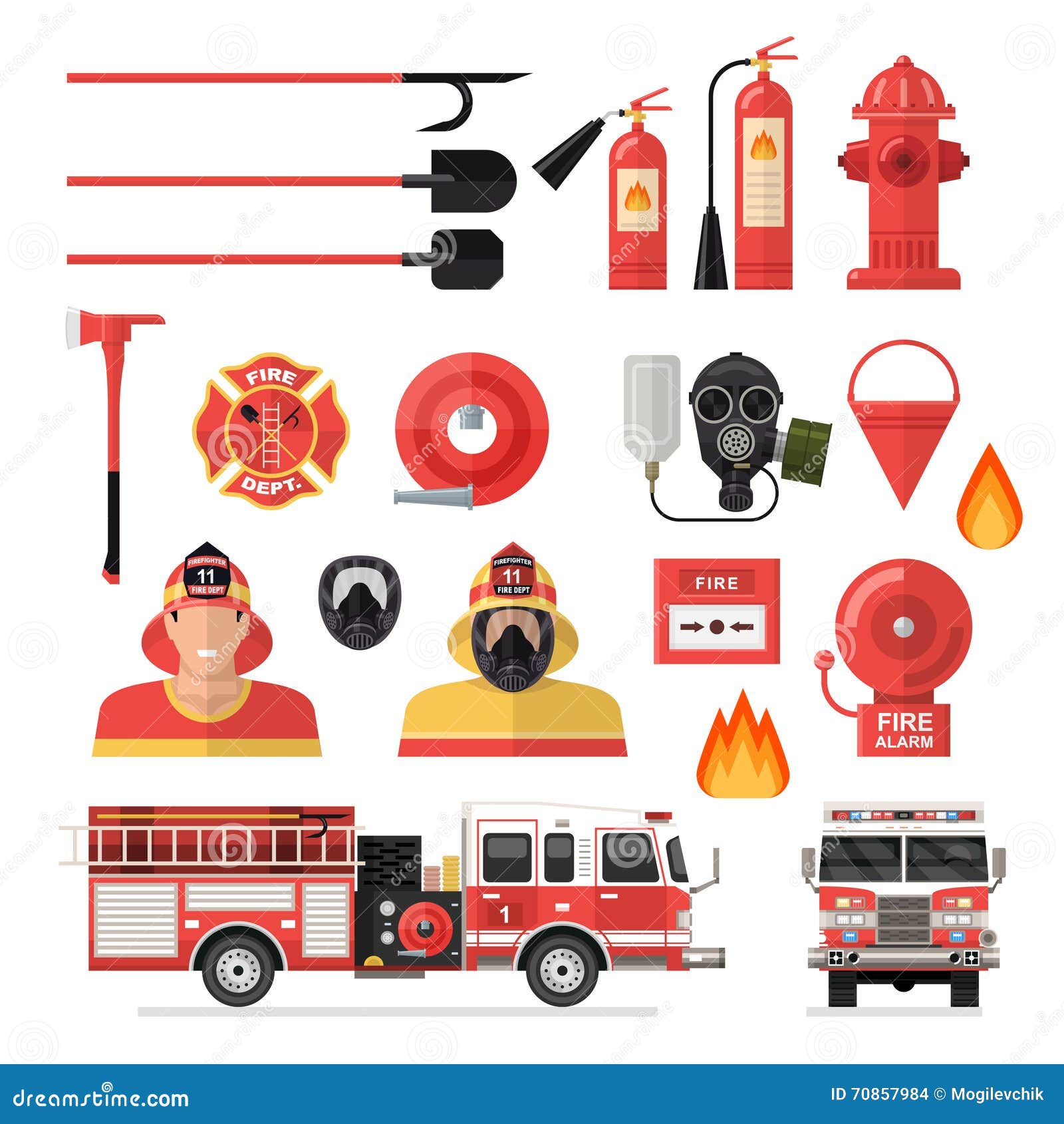 Pompiere Colored Icon Set illustrazione vettoriale. Illustrazione di ...