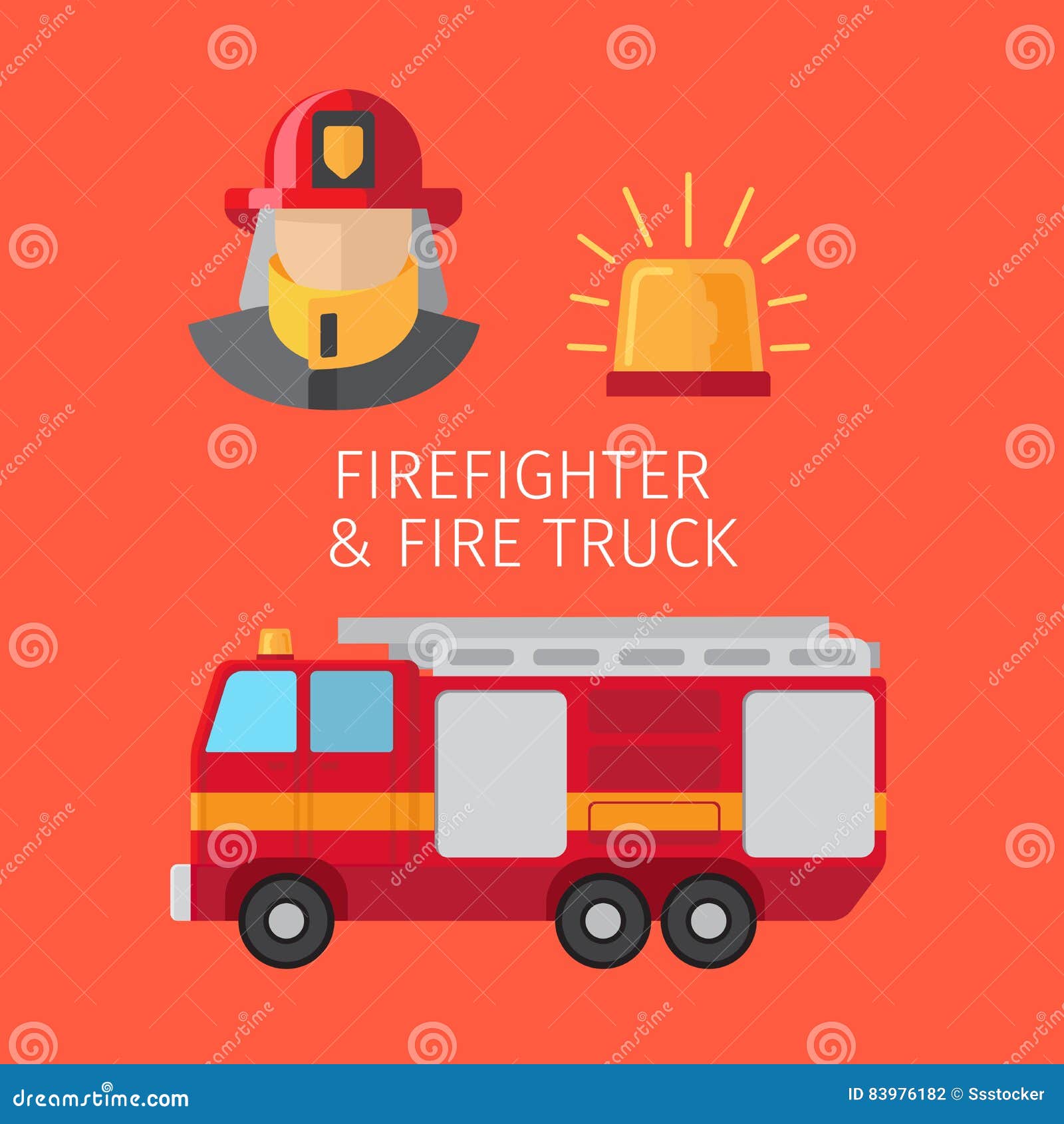 Pompiere E Camion Dei Vigili Del Fuoco Illustrazione Vettoriale ...