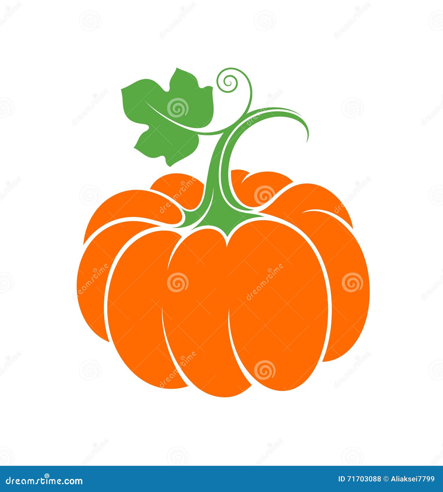 Pompoen Met Blad Abstracte Groente Op Witte Achtergrond Vector ...