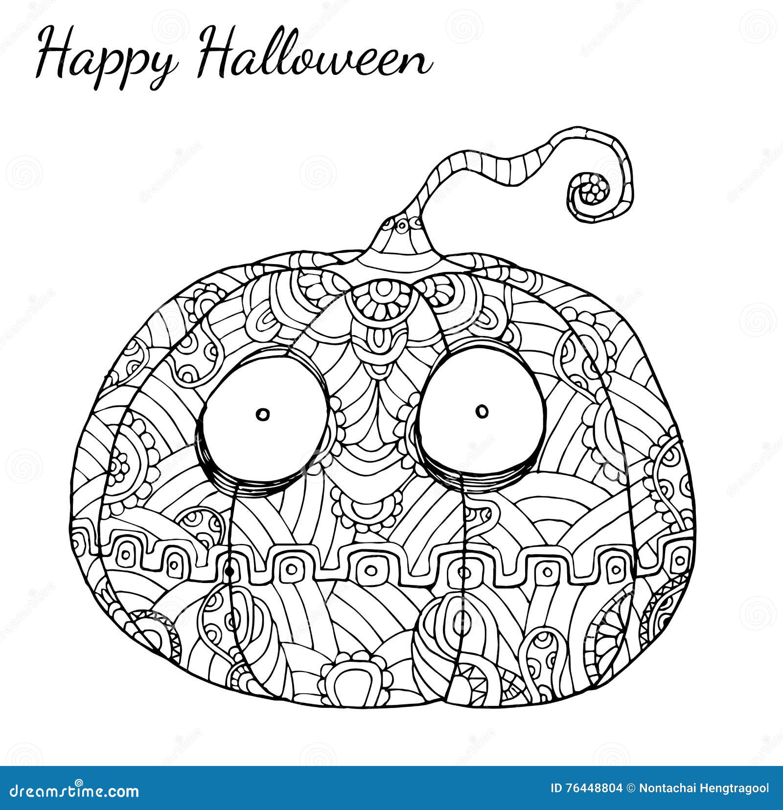 Pompoen Zentangle Vector in Halloween Vector Illustratie - Illustration ...