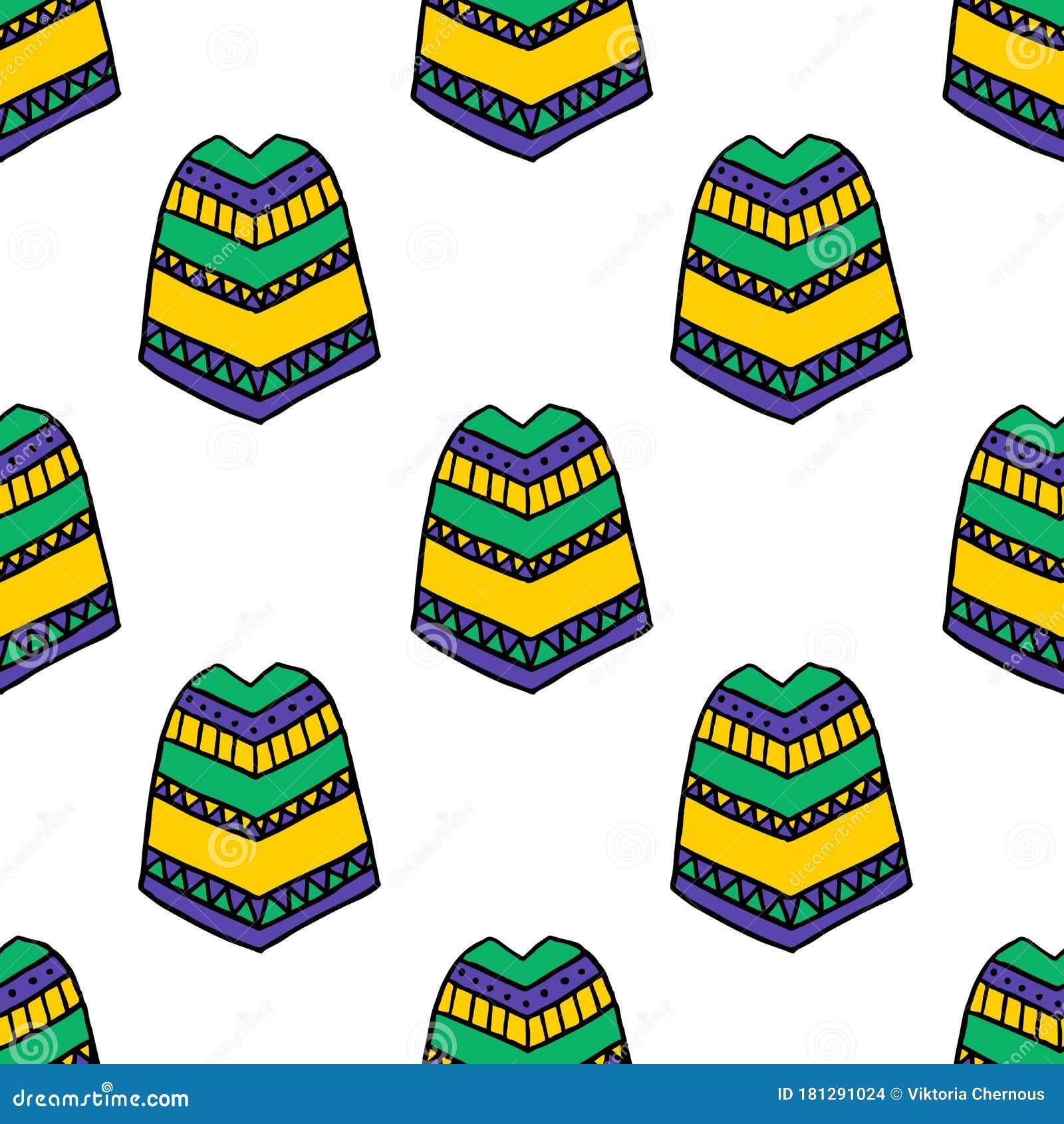 Poncho Seamless Doodle Pattern, Vector Illustration Stock Illustration ...