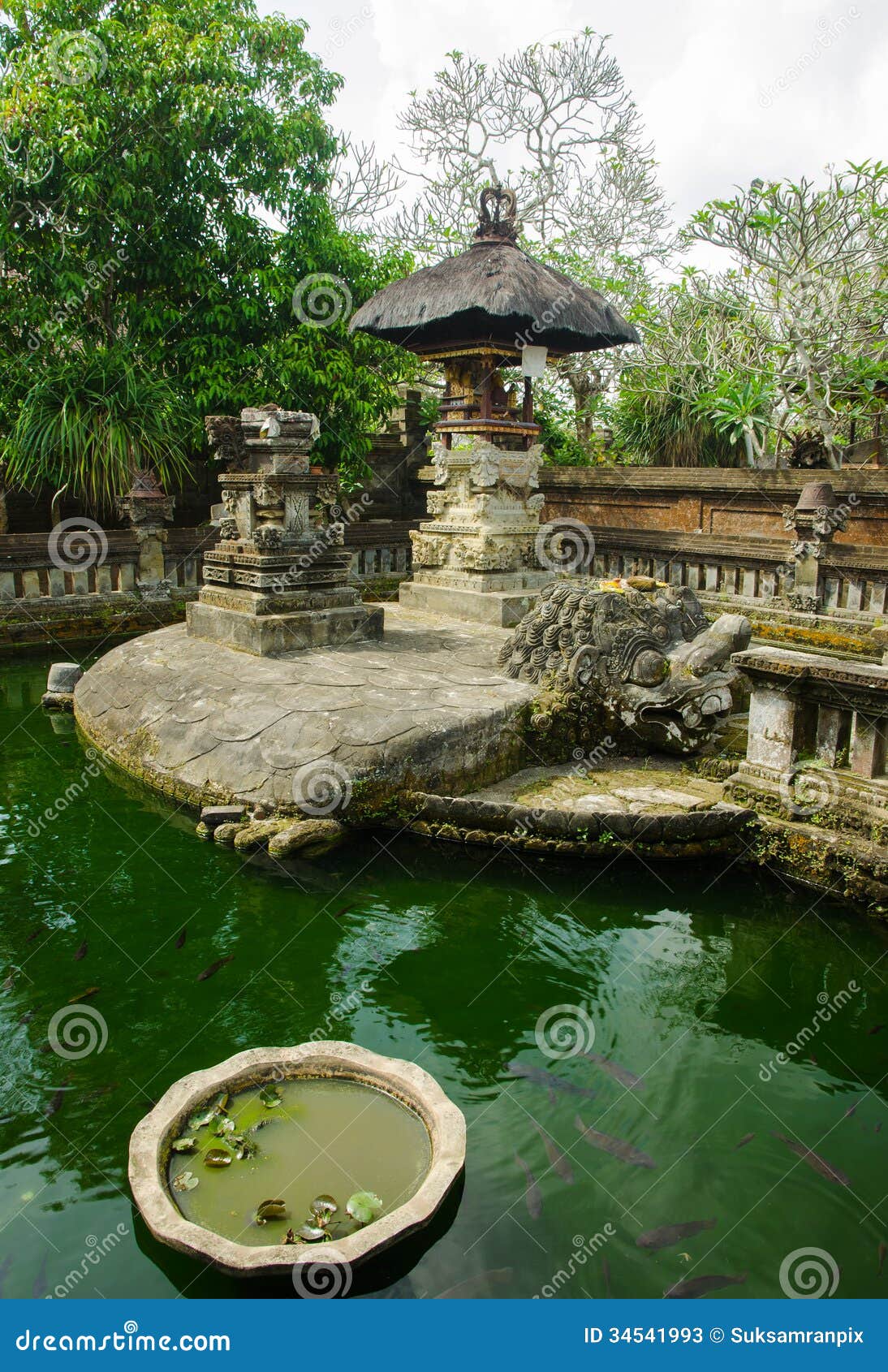 Pond in an Ancient Monastery, Bali, Indonesia Stock Image - Image of ...