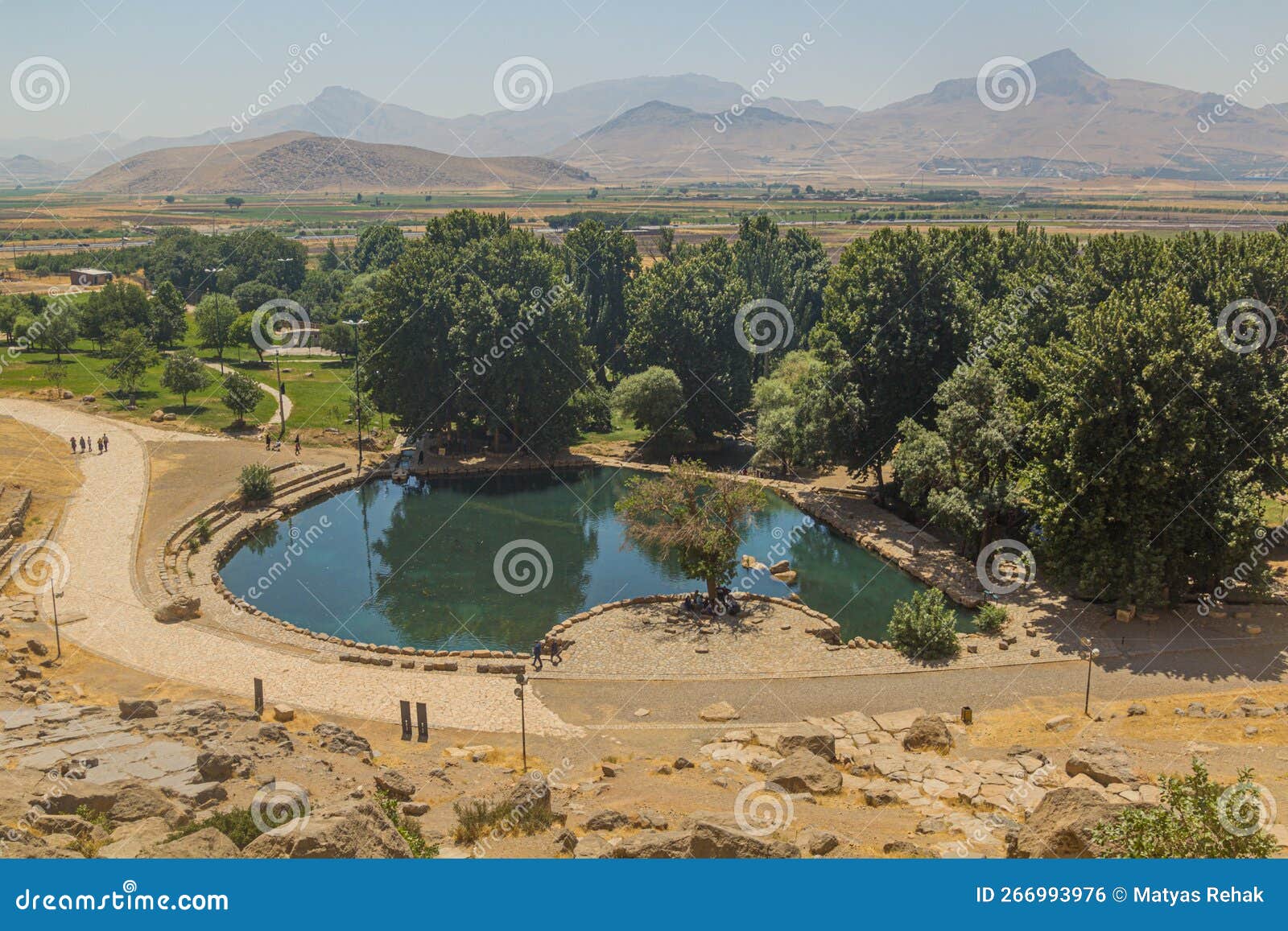 Pond in the Archeological Area of Bisotun, Ir Stock Photo - Image of ...