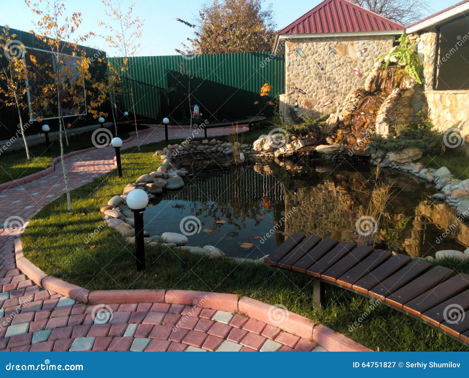 Pond in the courtyard stock image. Image of cooo, game - 64751827