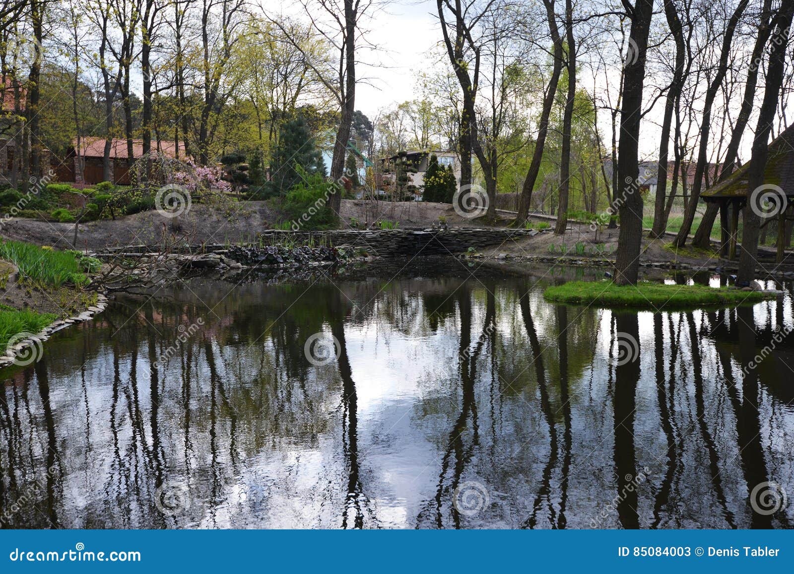 Pond in park stock image. Image of path, design, water - 85084003