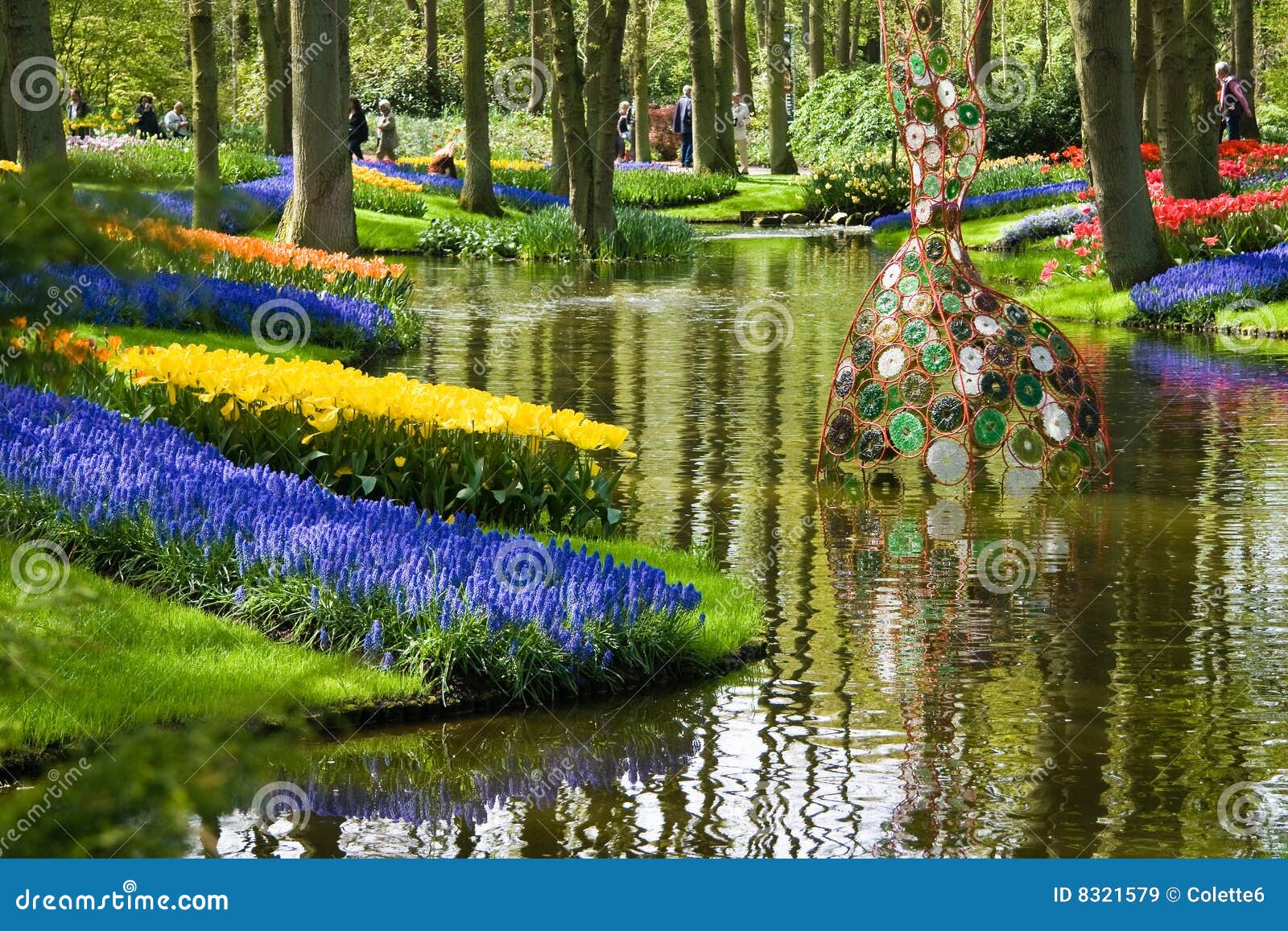 Pond in park in spring stock image. Image of floral, blue - 8321579