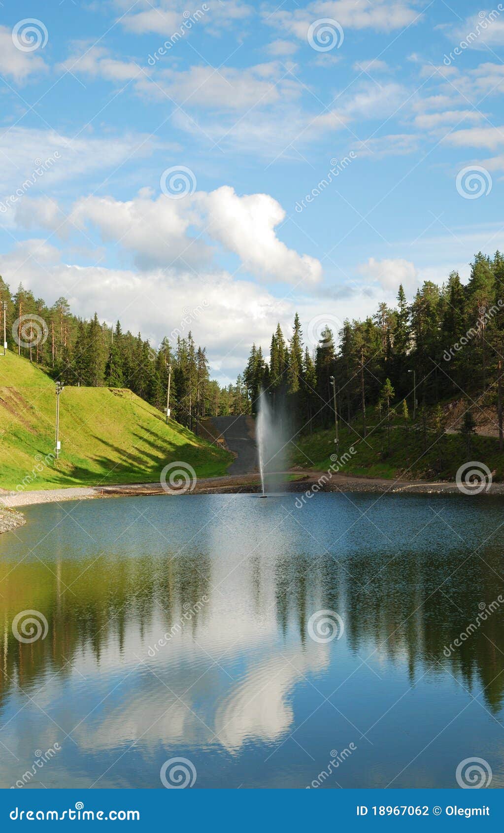 Pond of Ski Resort Ruka in Summer. Stock Photo - Image of green ...
