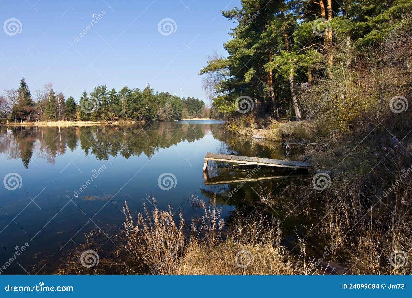 Pond in spring countryside stock photo. Image of reflection - 24099084