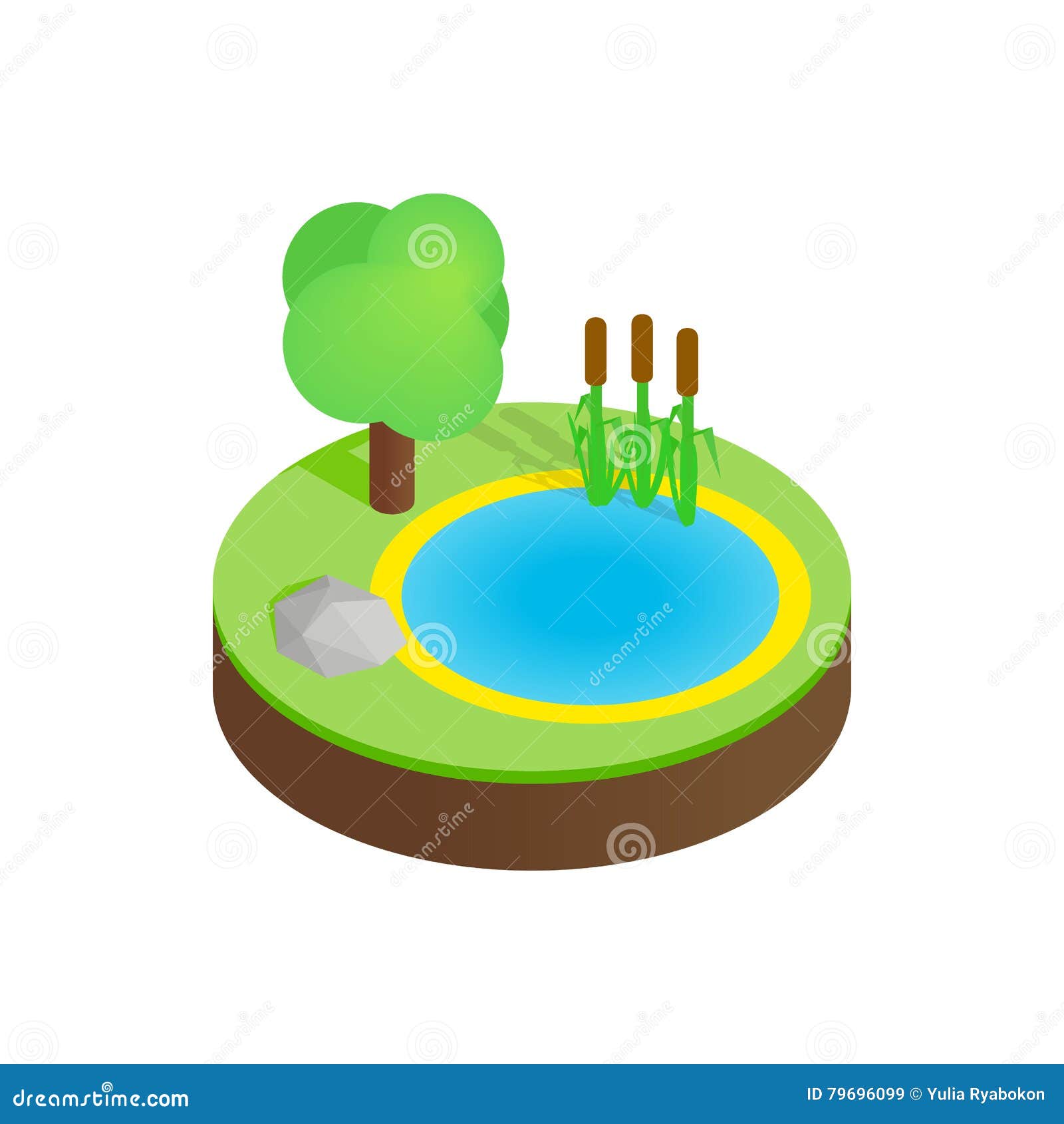 Pond in a Summer Forest Isometric 3d Icon Stock Vector - Illustration ...