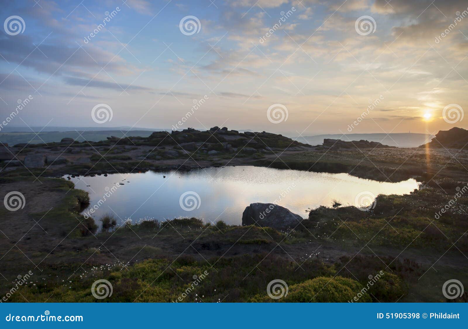 Pond at sunset stock photo. Image of stone, dawn, mountain - 51905398