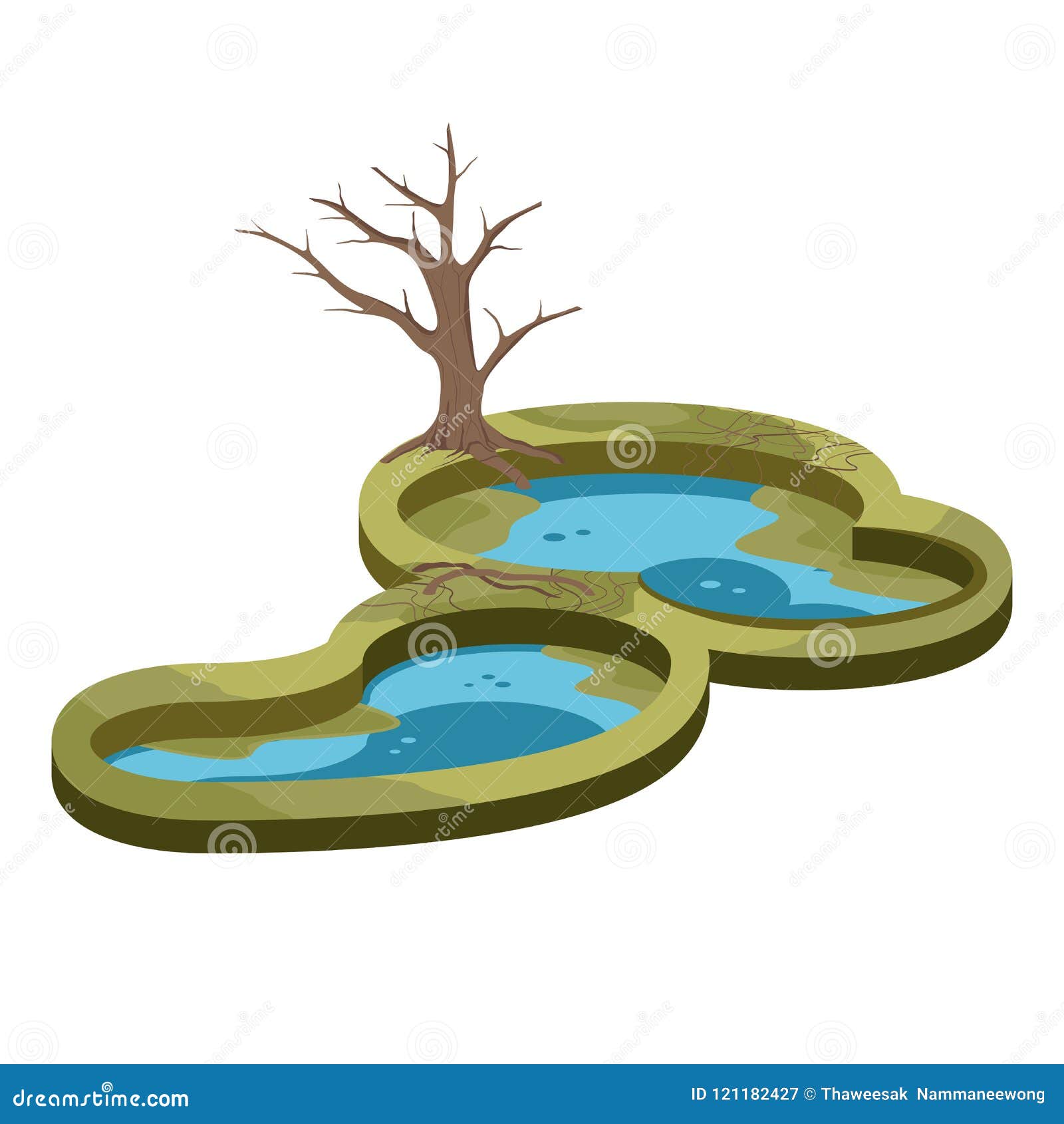 Pond Swamp Wetland and Tree Nature Landscape Stock Vector ...