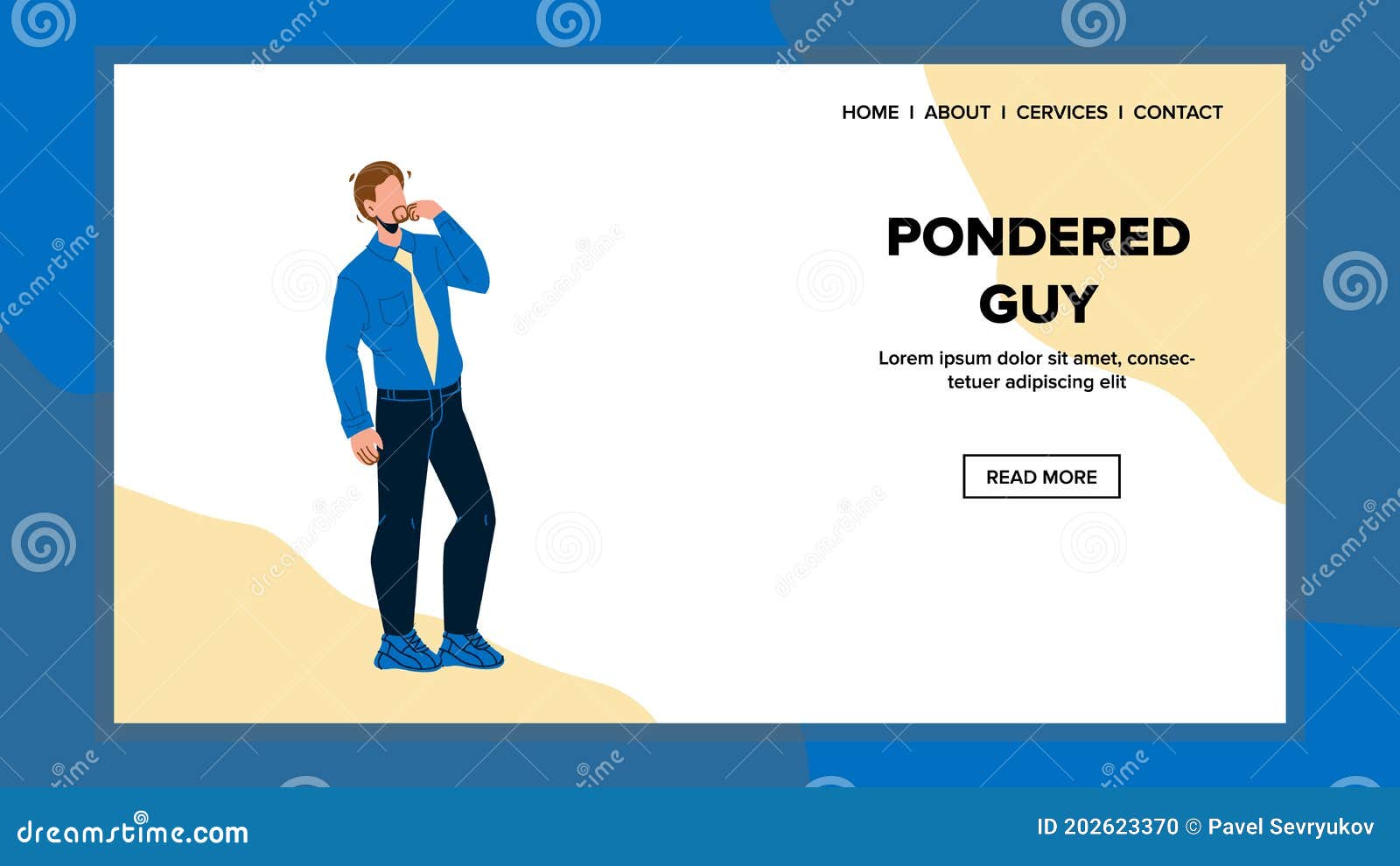 Pondered Guy Thinking Try Solve Problem Vector Stock Vector ...