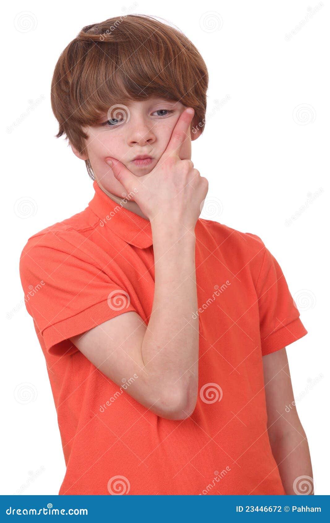 Pondering boy stock photo. Image of confusion, hand, childhood - 23446672