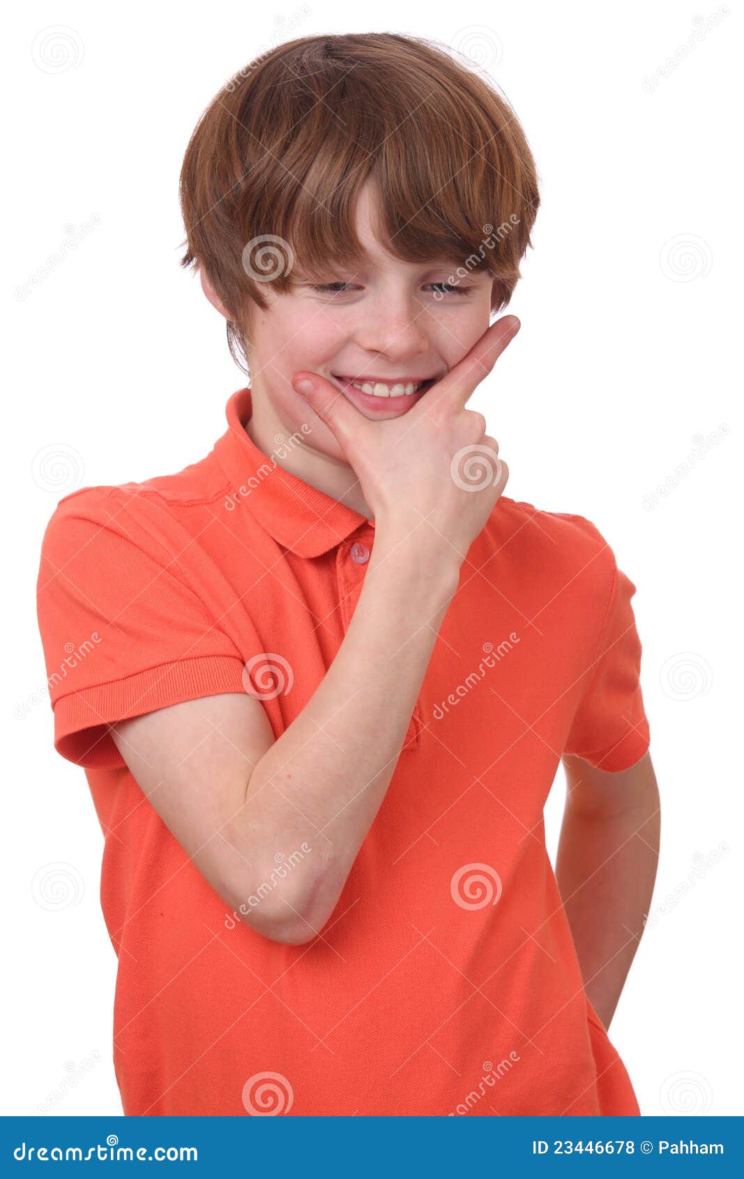 Pondering boy stock photo. Image of male, little, hand - 23446678