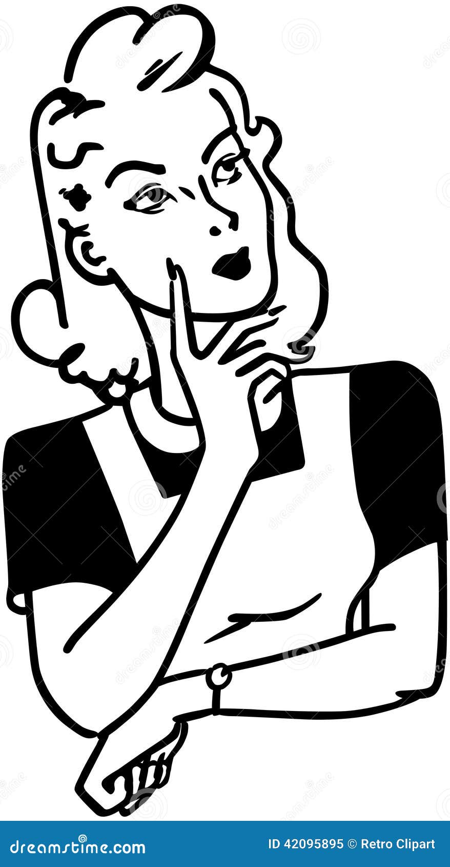 Pondering Woman stock vector. Illustration of contemplating - 42095895