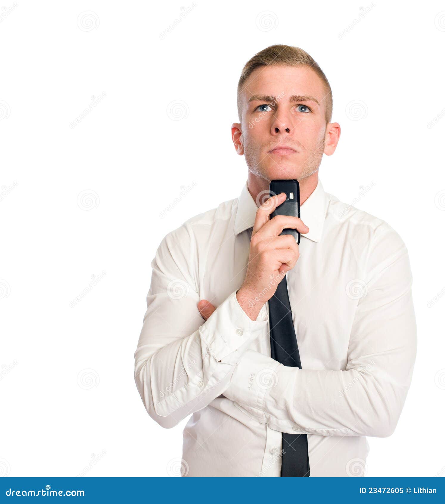 Pondering Young Businessman. Stock Image - Image of portrait, masculine ...