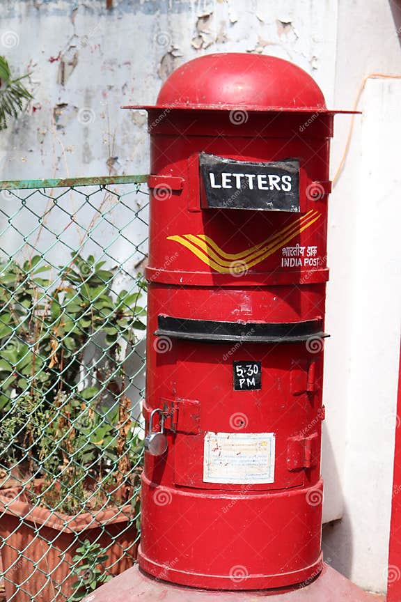 Red Post Box Outside the Post Office in Pondicherry - Indian Post ...