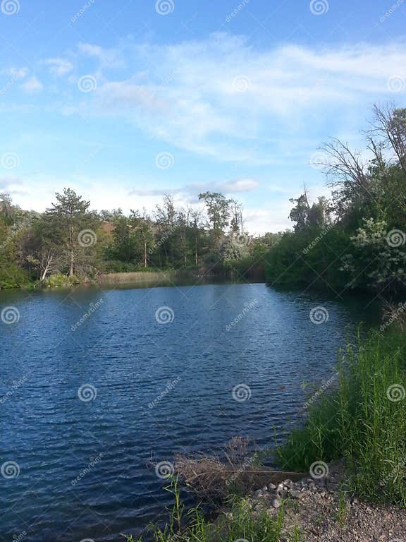 Ponds in Idaho stock image. Image of cliff, forest, sunlight - 224098981