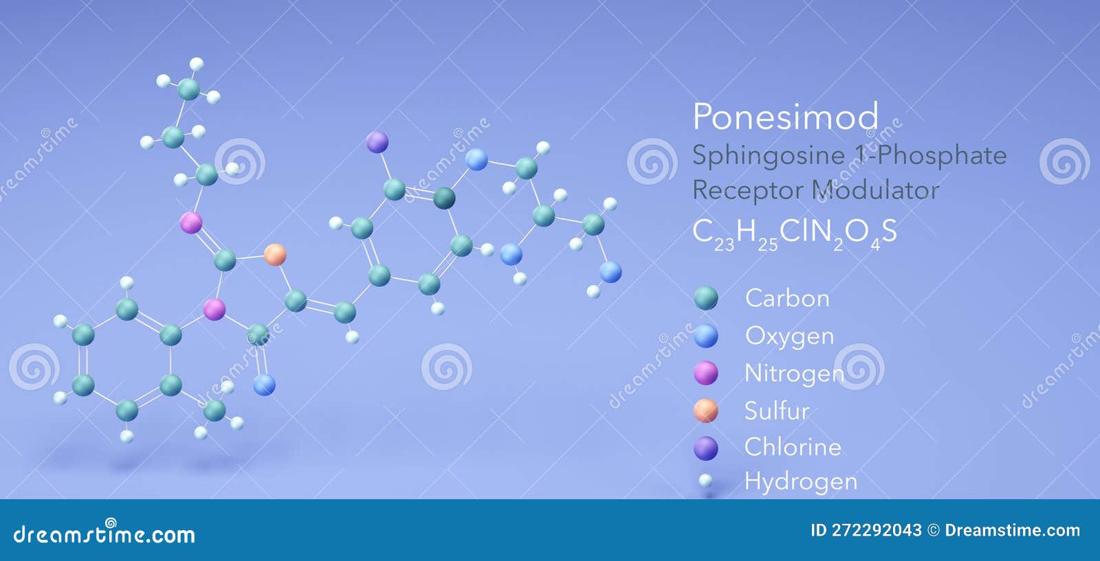 Ponesimod Molecule, Molecular Structures, Immune Modulator, 3d Model ...