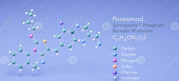 Ponesimod Molecule, Molecular Structures, Immune Modulator, 3d Model ...